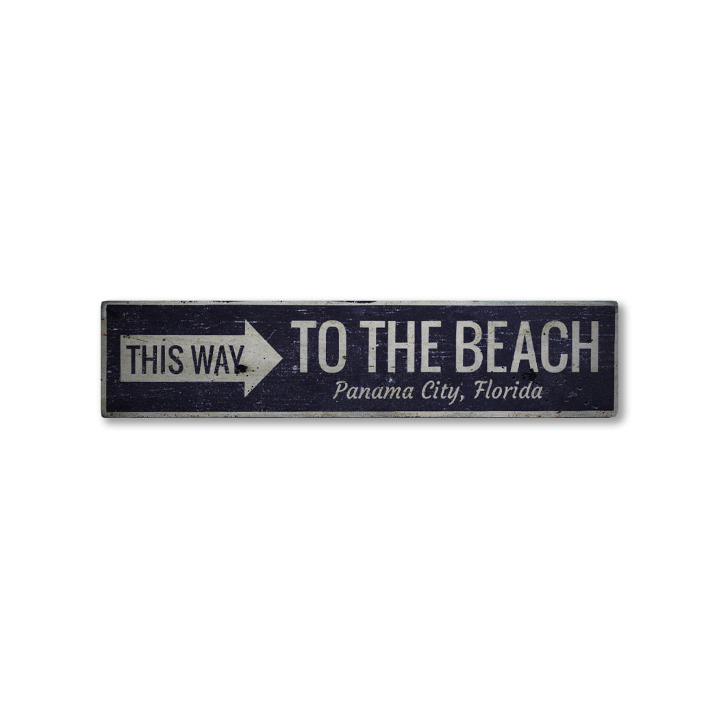 Beach Directional Rustic Wood Sign – Lizton Sign Shop