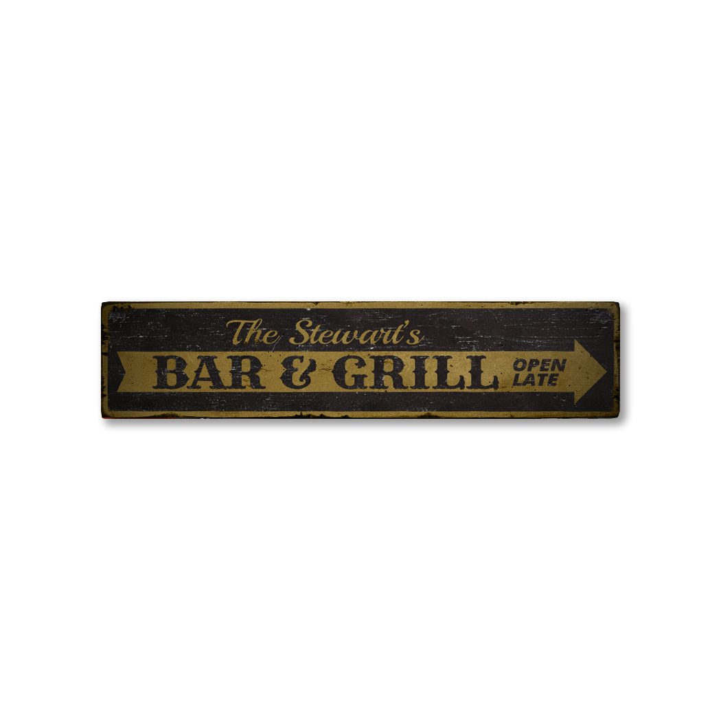 Bar & Grill Arrow Rustic Wood Sign – Lizton Sign Shop