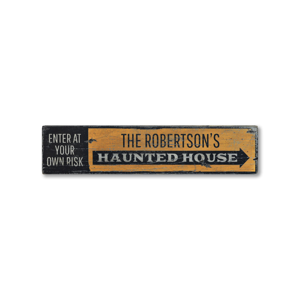 Haunted House Arrow Rustic Wood Sign – Lizton Sign Shop