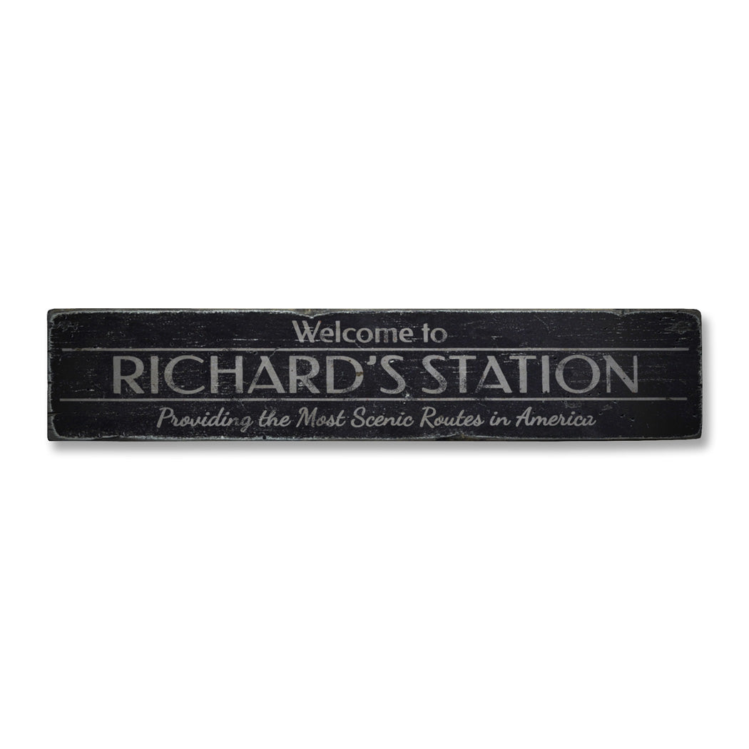 Train Station Welcome Rustic Wood Sign – Lizton Sign Shop