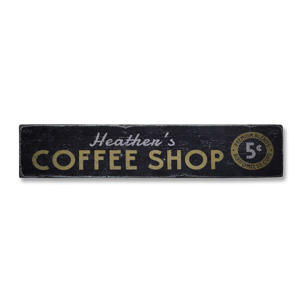5 Cent Coffee Shop Rustic Wood Sign – Lizton Sign Shop