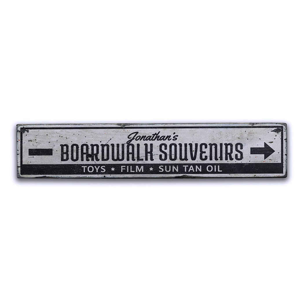 Boardwalk Souvenirs Rustic Wood Sign – Lizton Sign Shop