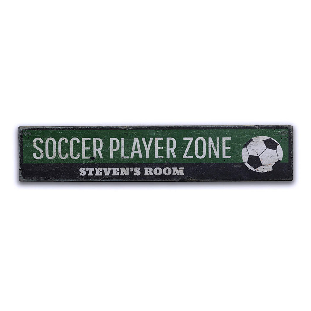 Soccer Player Zone Rustic Wood Sign – Lizton Sign Shop