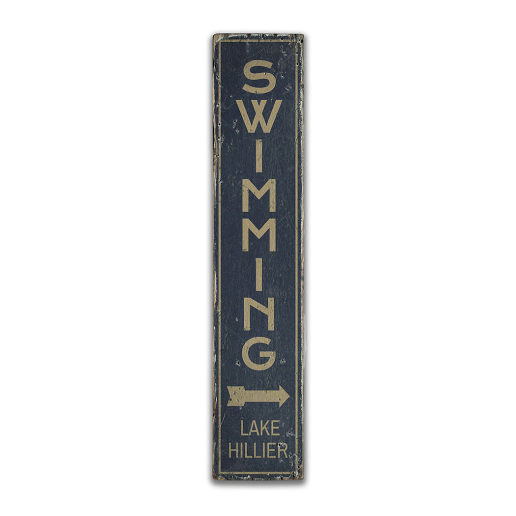 Swimming Vertical Rustic Wood Sign – Lizton Sign Shop