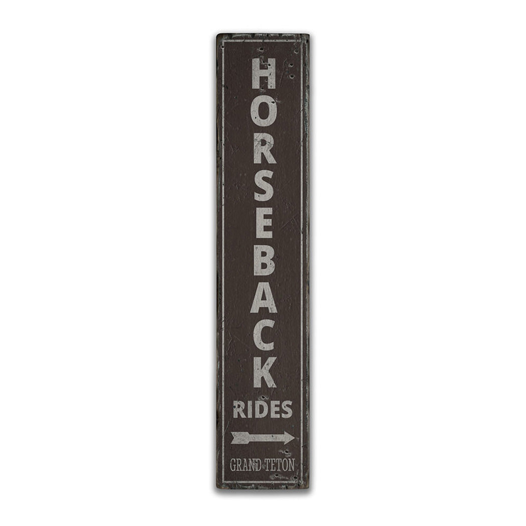 Horseback Rides Vertical Rustic Wood Sign – Lizton Sign Shop