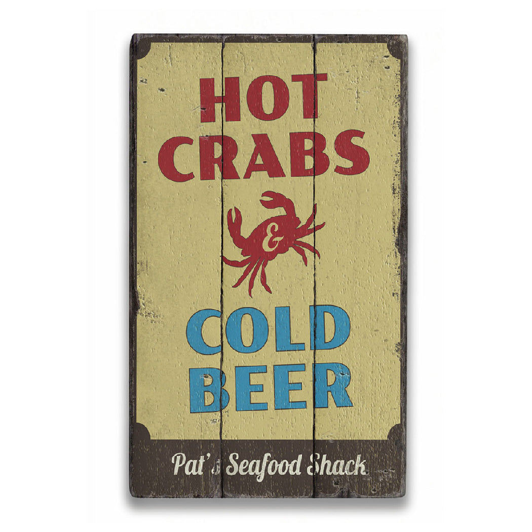 Hot Crabs and Cold Beer Rustic Wood Sign – Lizton Sign Shop