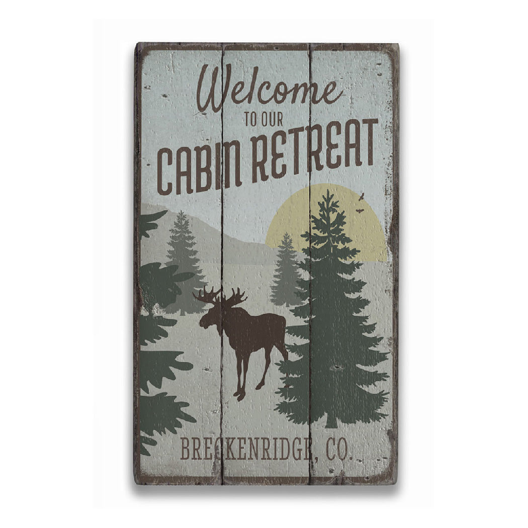 Welcome To Our Cabin Retreat Rustic Wood Sign – Lizton Sign Shop