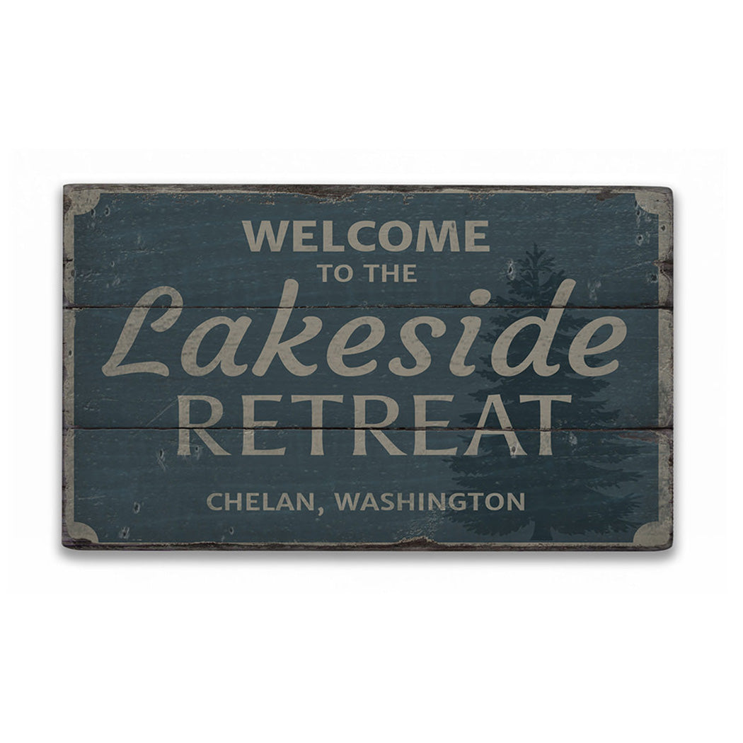 Welcome Lakeside Retreat Rustic Wood Sign – Lizton Sign Shop