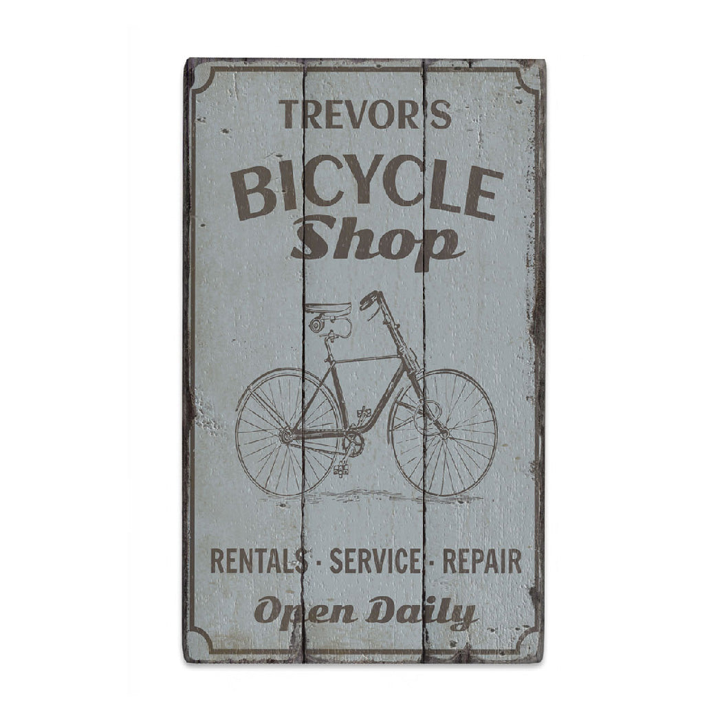 Bicycle Shop Rustic Wood Sign – Lizton Sign Shop