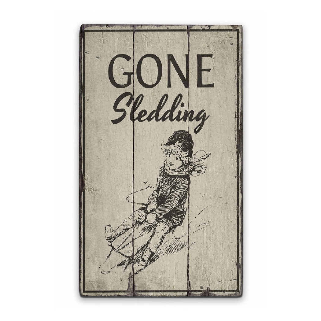 Sledding Rustic Wood Sign – Lizton Sign Shop