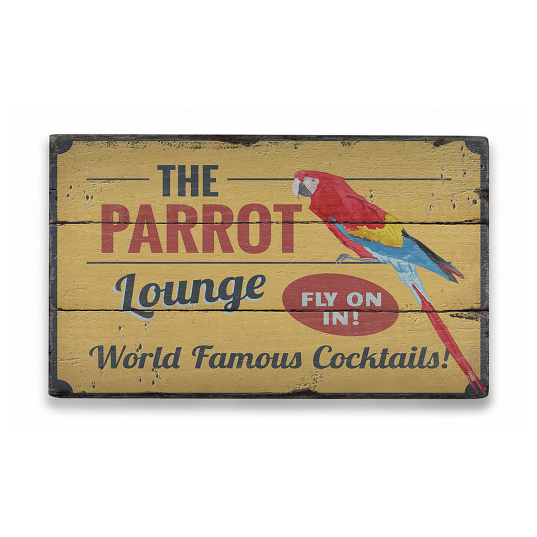 Parrot Lounge Rustic Wood Sign – Lizton Sign Shop