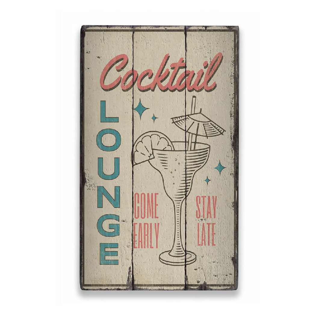 Retro Cocktail Bar Rustic Wood Sign – Lizton Sign Shop
