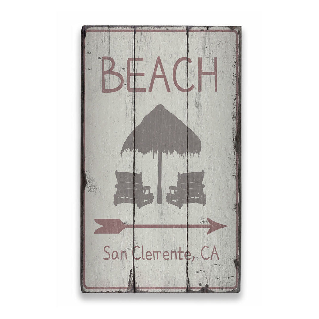 Beach Directional Arrow Rustic Wood Sign – Lizton Sign Shop