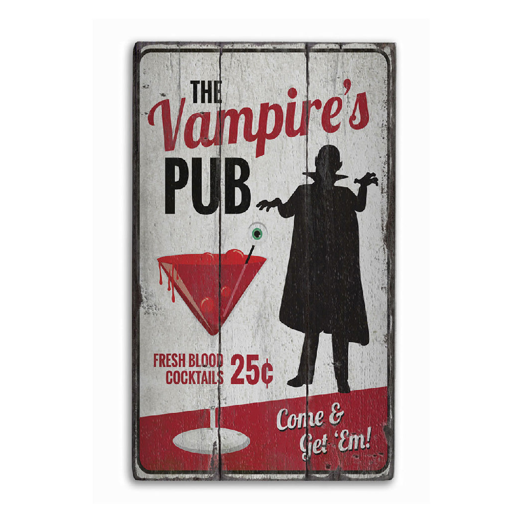 Vampires Pub Rustic Wood Sign – Lizton Sign Shop