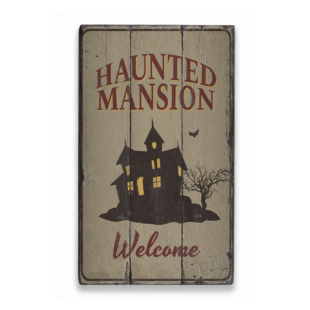 Haunted Mansion Welcome Rustic Wood Sign – Lizton Sign Shop