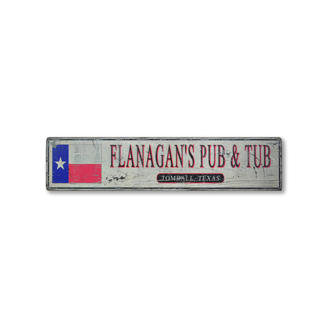State Flag Pub Tavern Rustic Wood Sign – Lizton Sign Shop