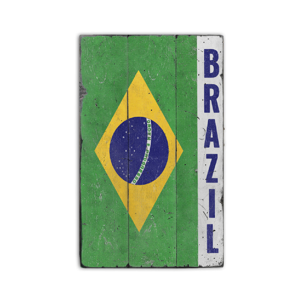 Brazil Flag Rustic Wood Sign – Lizton Sign Shop