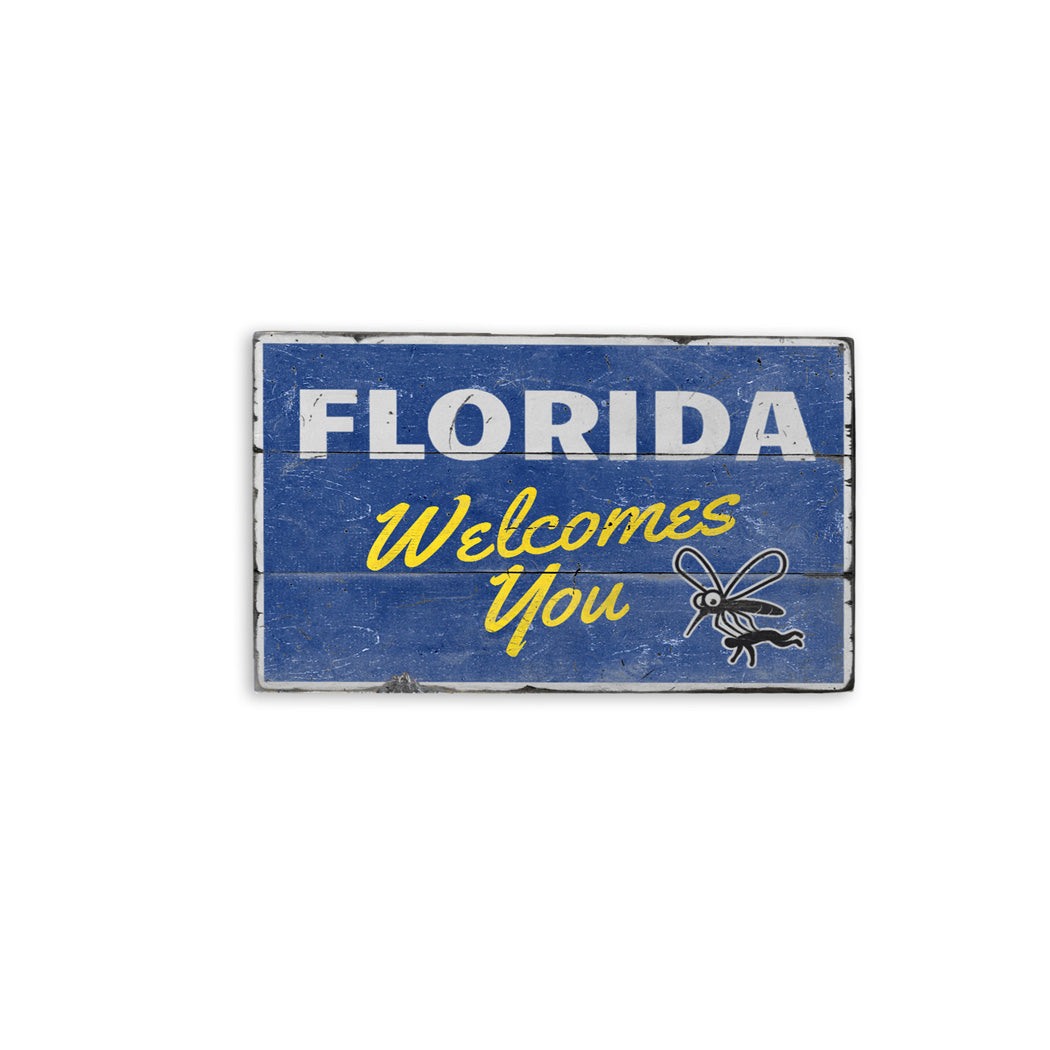Florida Welcomes You Rustic Wood Sign – Lizton Sign Shop