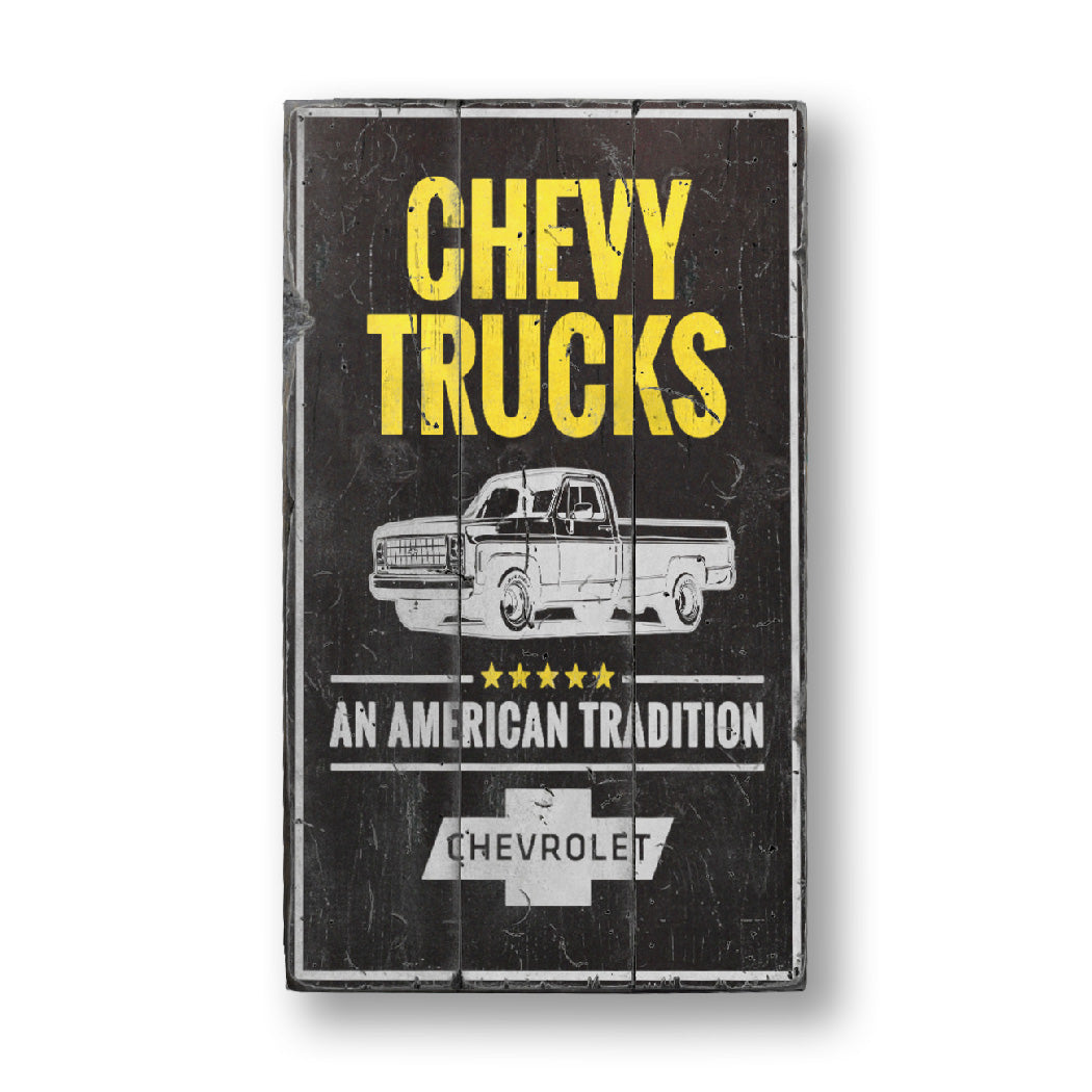 American Tradition Chevy Truck Rustic Wood Sign – Lizton Sign Shop