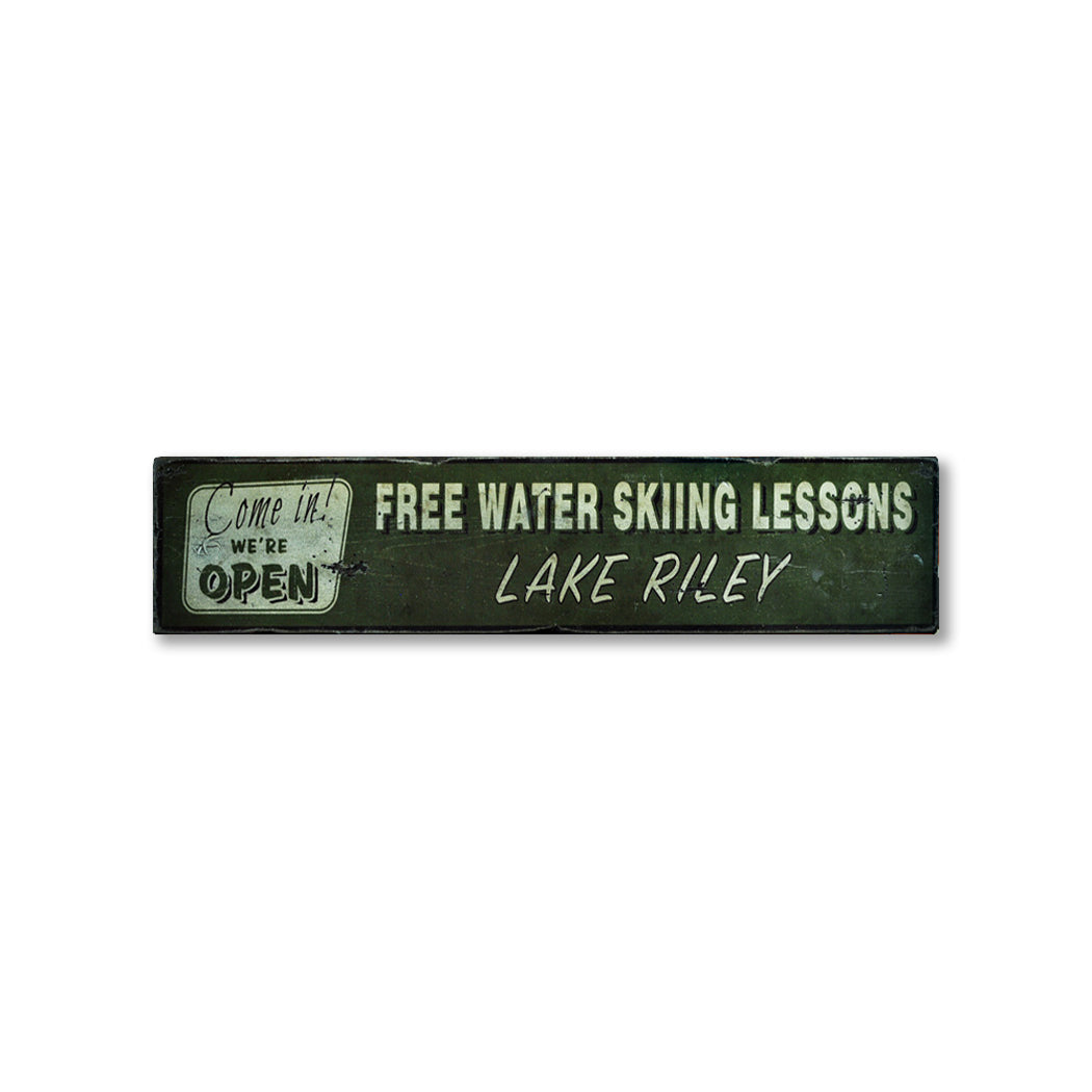 Lake House Water Skiing Rustic Wood Sign – Lizton Sign Shop