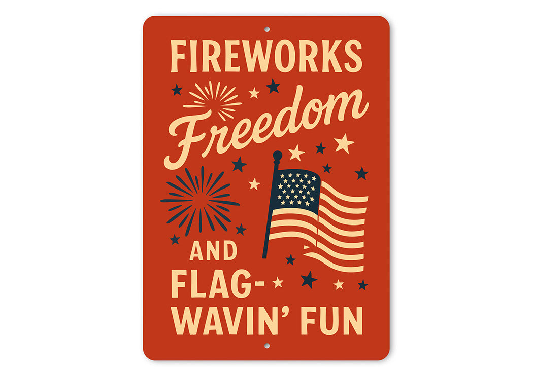 Fireworks Freedom & Flag-Wavin' Fun Metal Patriotic Decor – Lizton Sign ...