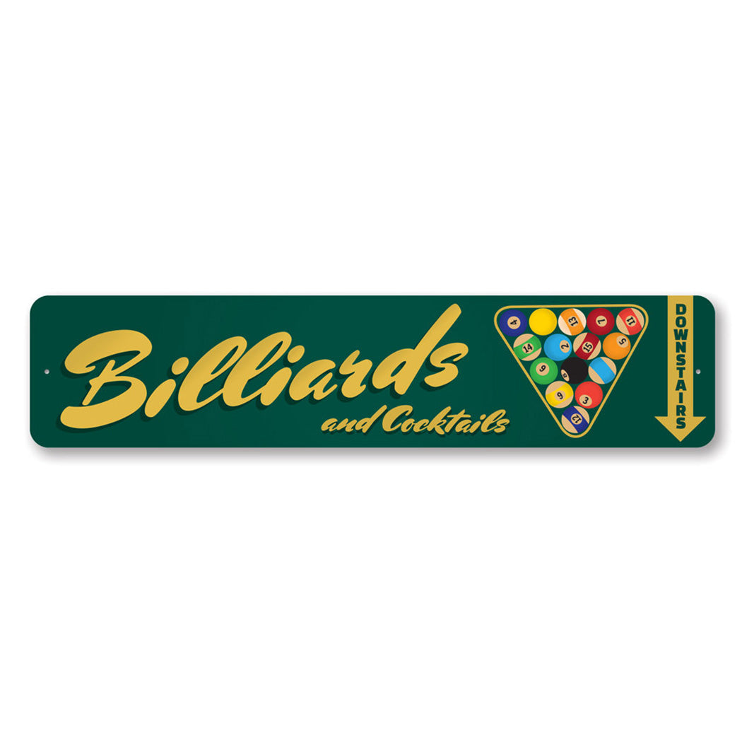 Billiards And Cocktails Downstairs Sign – Lizton Sign Shop