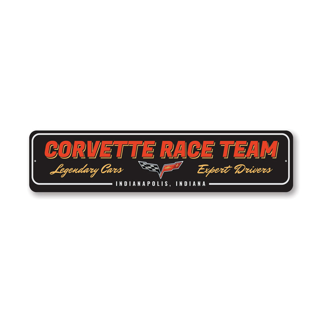 Chevy Corvette Race Team Metal Sign – Lizton Sign Shop