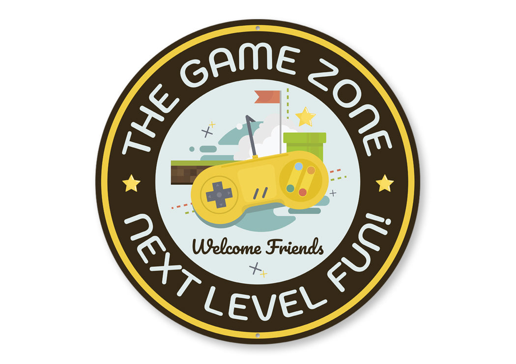 The Game Zone Next Level Fun Circle Sign – Lizton Sign Shop
