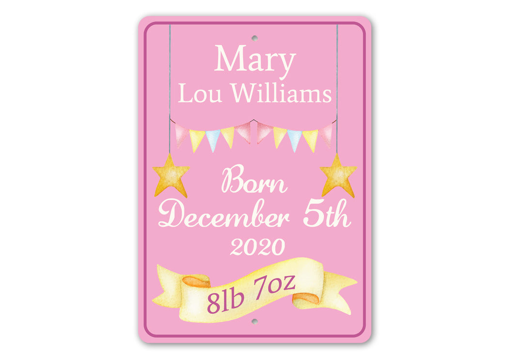Girl Baby Birth Date Sign – Lizton Sign Shop