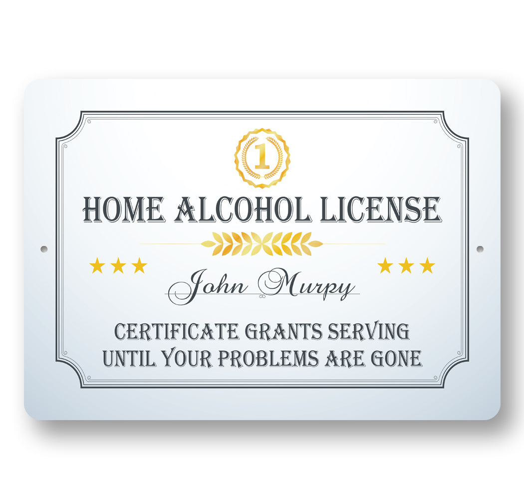 Home Bar Alcohol License Sign – Lizton Sign Shop