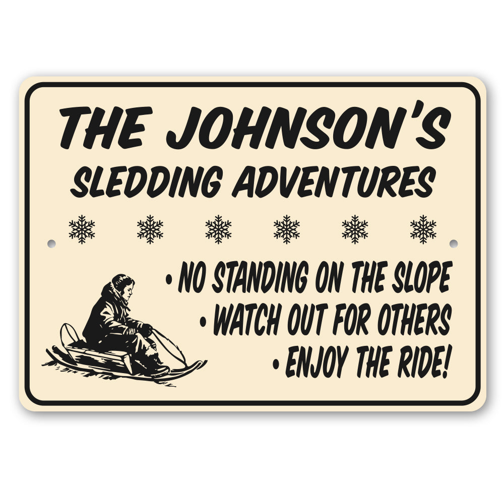 Custom Family Sledding Adventures Sign – Lizton Sign Shop