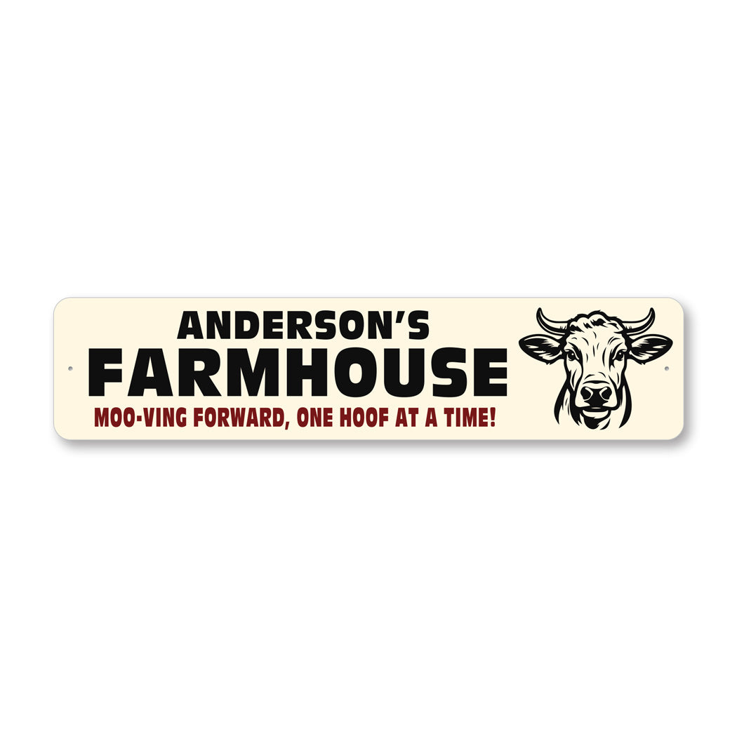 Farmhouse Moo-Ving Forward One Hoof At A Time Cow Sign – Lizton Sign Shop